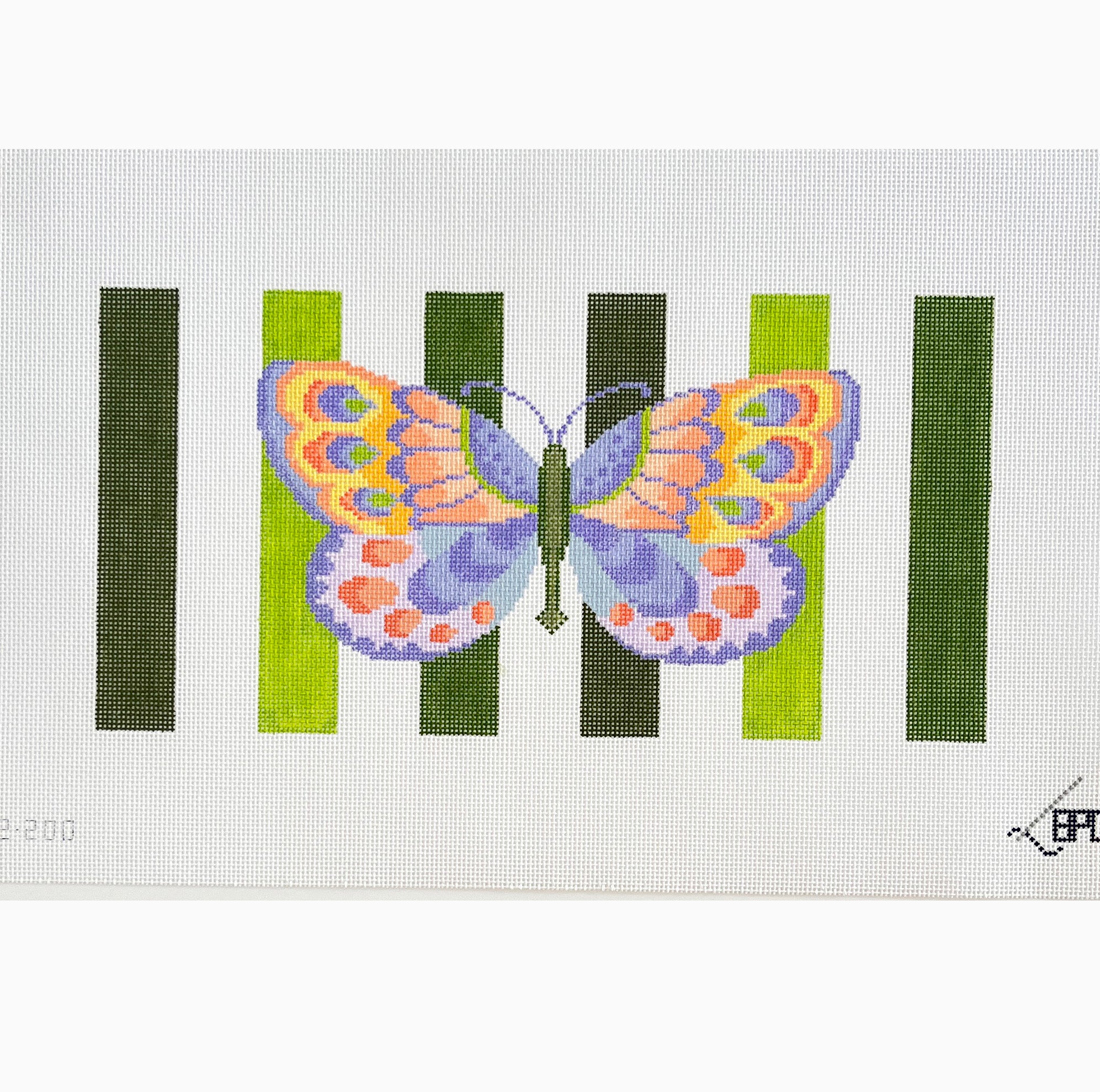 22-200 Butterfly with Stripes – Blueberry Point Needlepoint