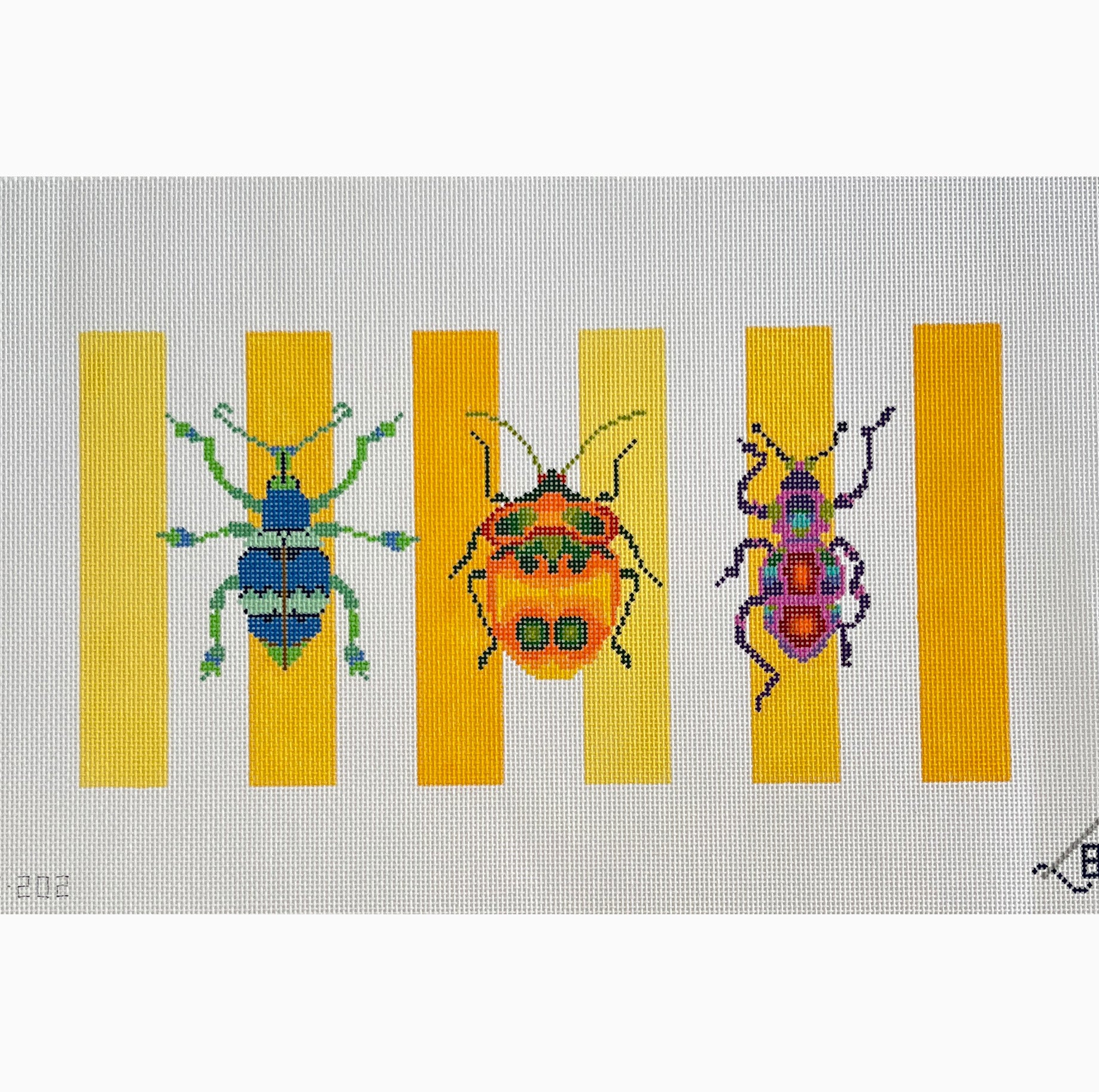 22-202 Three Bugs with Stripes – Blueberry Point Needlepoint