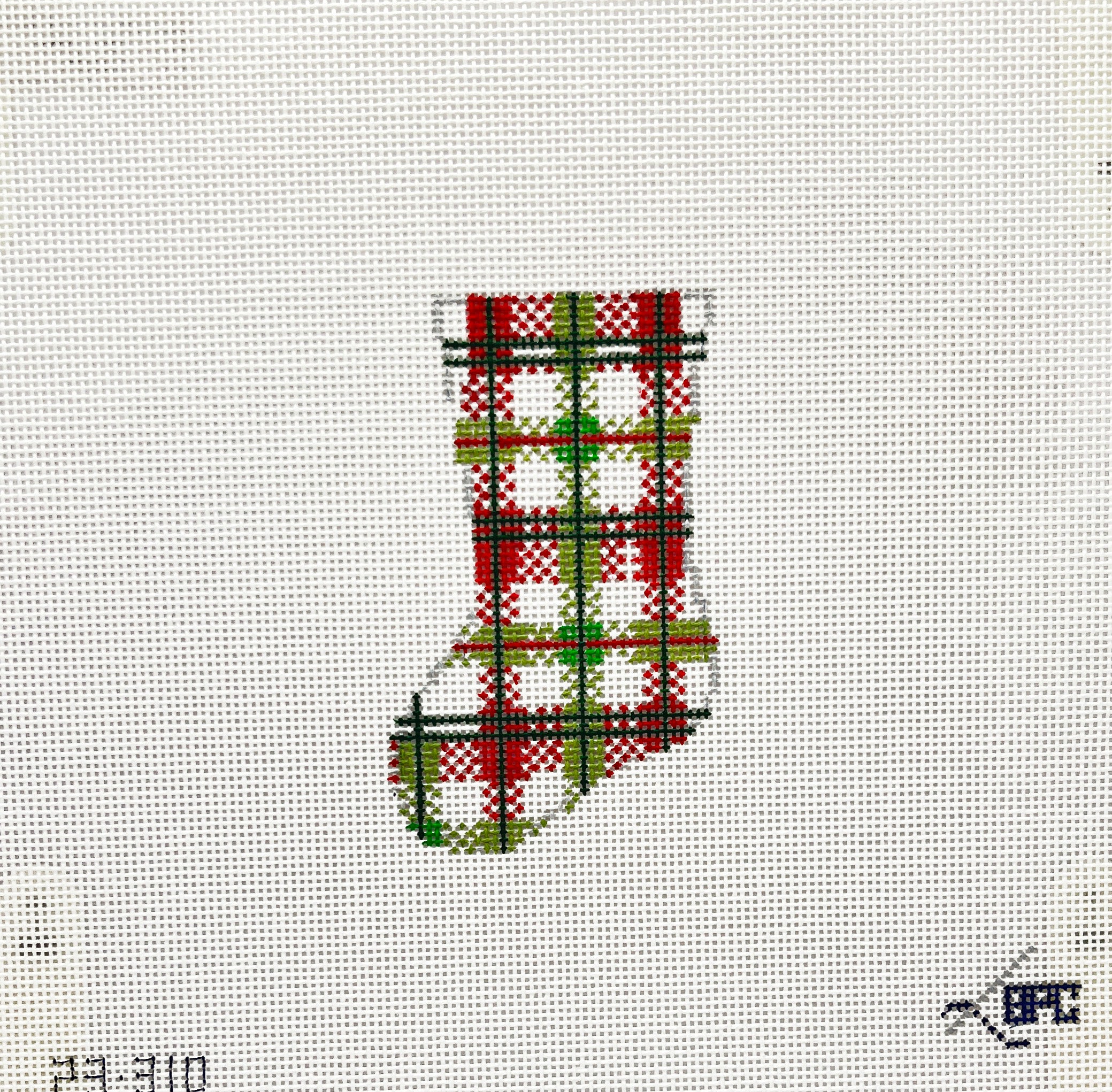23-310 Micro plaid stocking – Blueberry Point Needlepoint