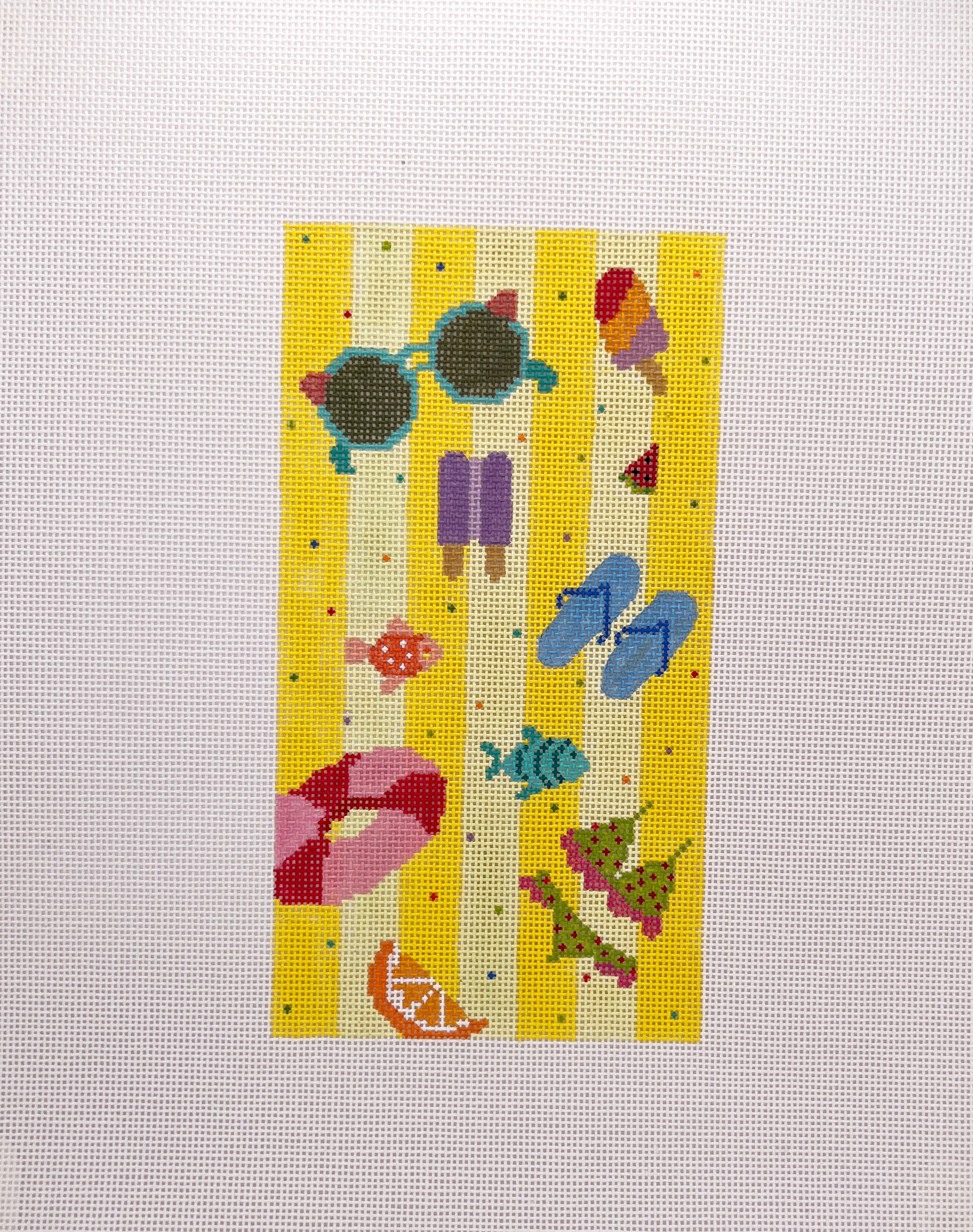 24-360 At the Beach eyeglass case – Blueberry Point Needlepoint