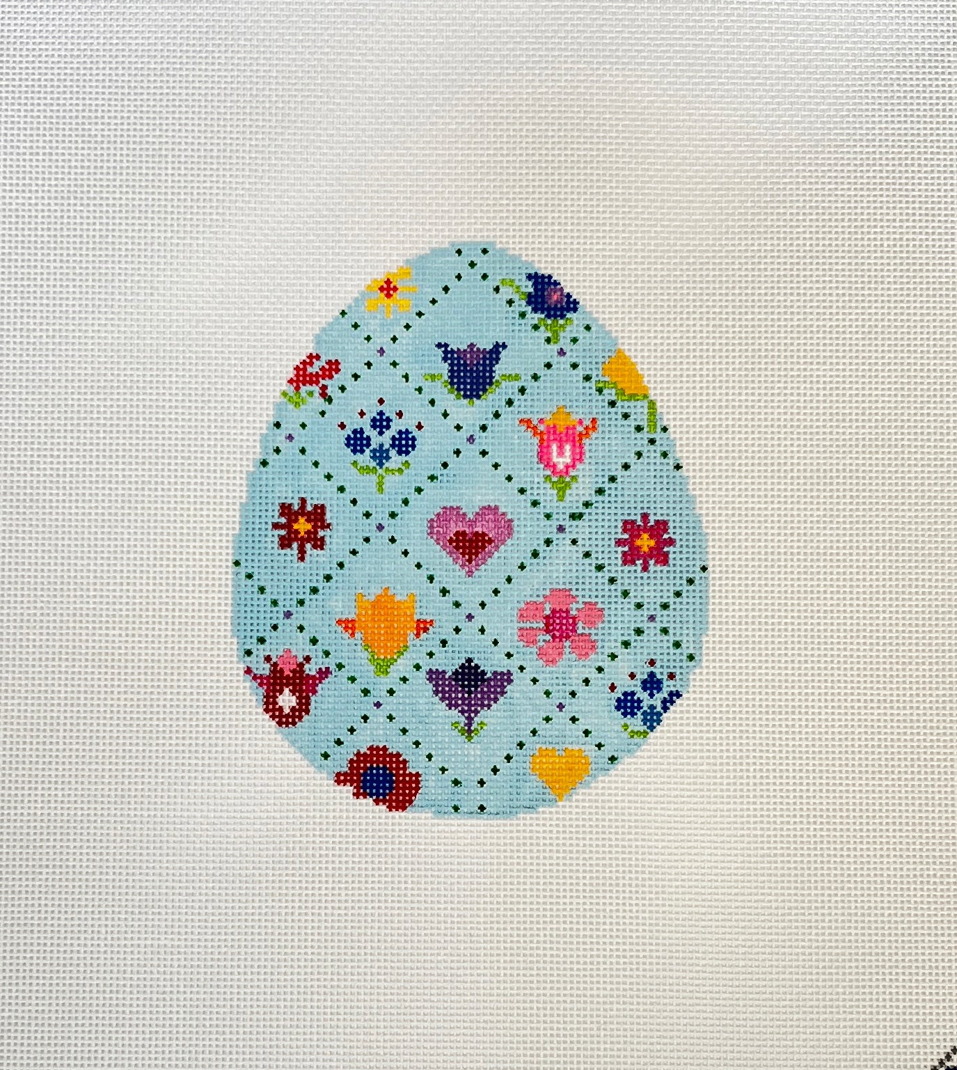 24-377 Blue Grid Egg – Blueberry Point Needlepoint