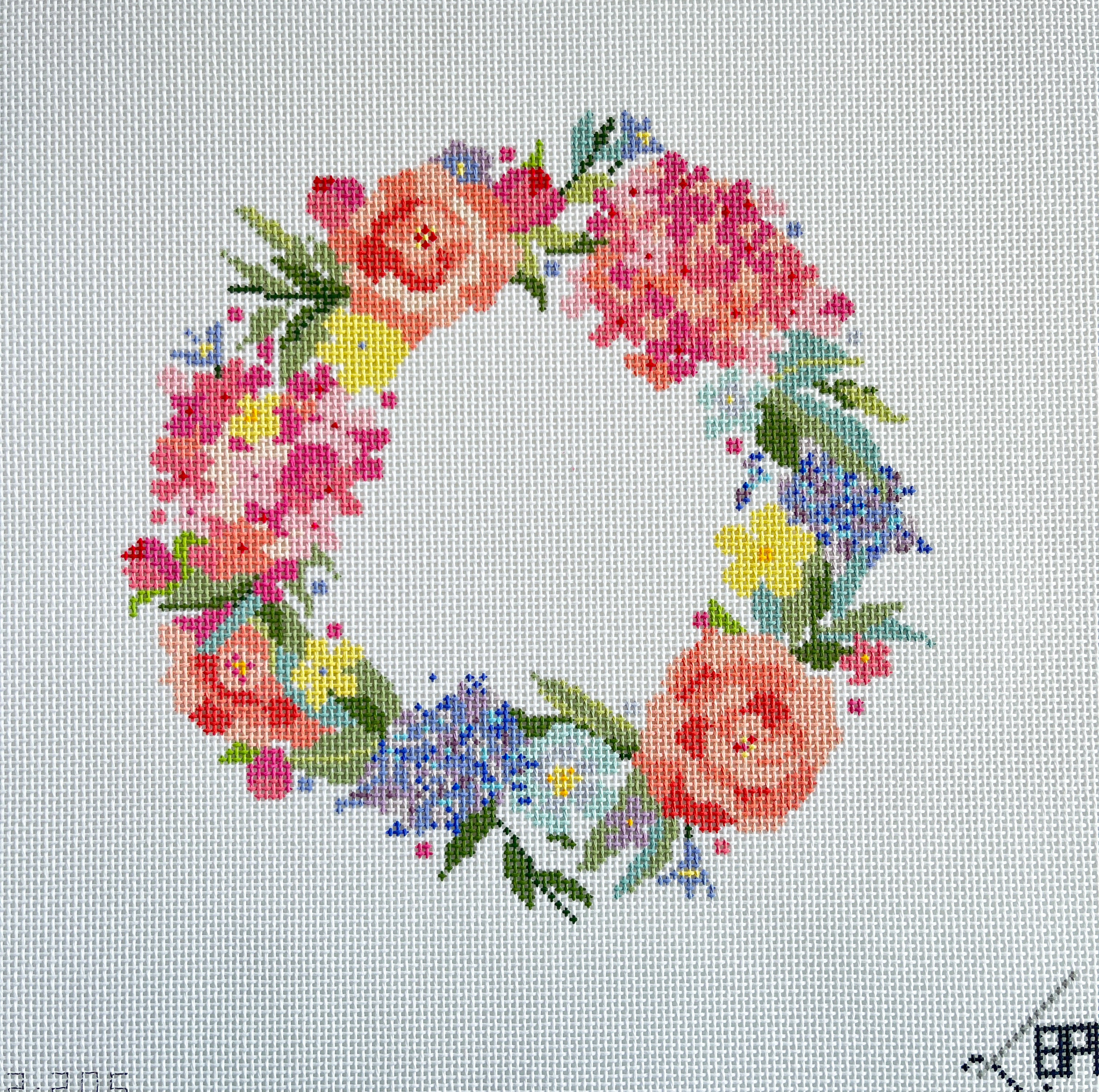 22-205 Floral Wreath – Blueberry Point Needlepoint